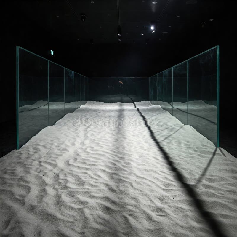 A Sandy Path between Mirrors in a Dark Room. Stock Image - Image of ...