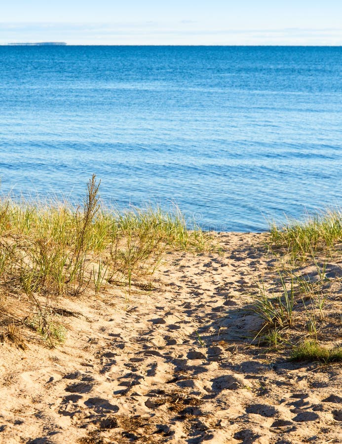 Sandy Path to the beach stock photo. Image of water, lake - 34103902