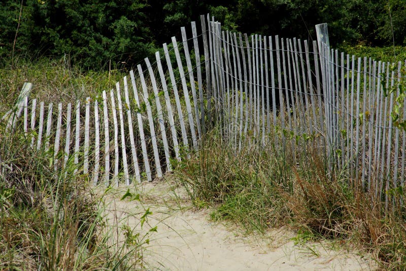 Sandy Pathway Past a Wooden Fence Stock Image - Image of sandbanks ...