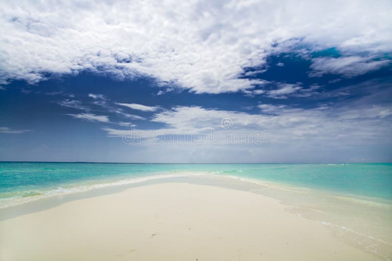 Sandy Peninsula on a Tropical Island Stock Image - Image of maldives ...