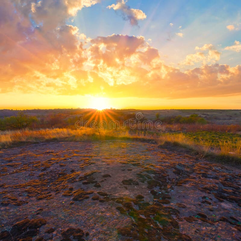 Sandy Prairie at the Dramatic Sunset Stock Image - Image of environment ...