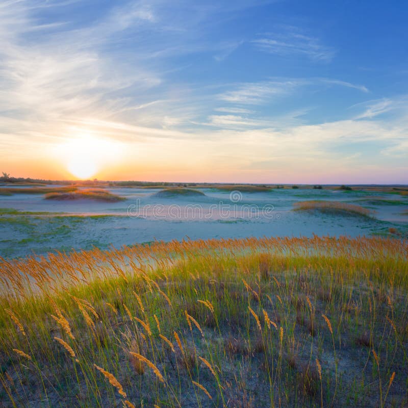 Sandy Prairie at the Sunset Stock Photo - Image of clouds, extreme ...