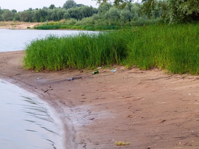 Sandy River Bank on a Clear Day Stock Image - Image of sandy, rock ...
