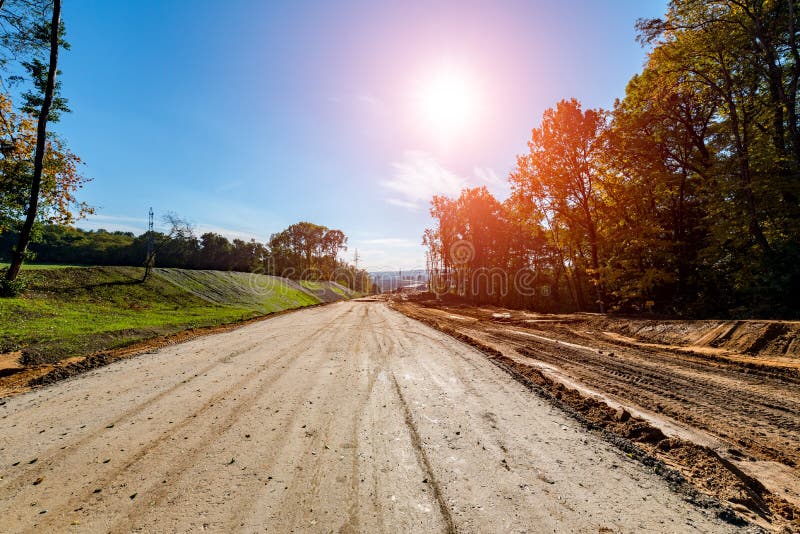 Sandy Road Under Construction Stock Image - Image of soil, development ...
