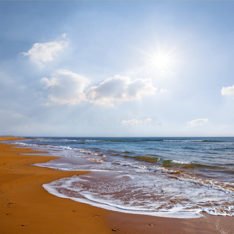 Sea Beach Under a Sparkle Sun Stock Photo - Image of seascape, splash ...