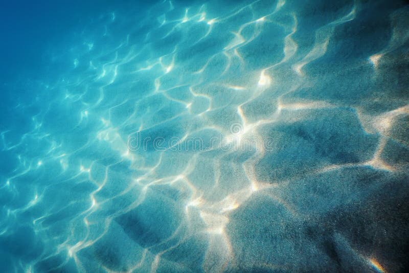 Sandy Sea Bottom Underwater Background, Underwater Blue Ocean Stock ...