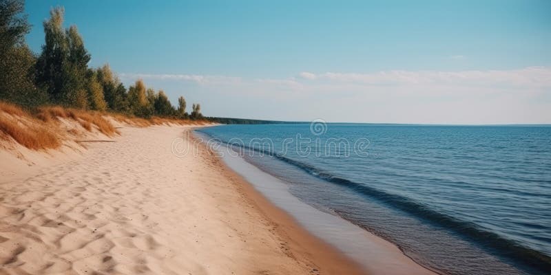 Sandy Sea Long Beach Generative Ai Stock Illustration - Illustration of ...