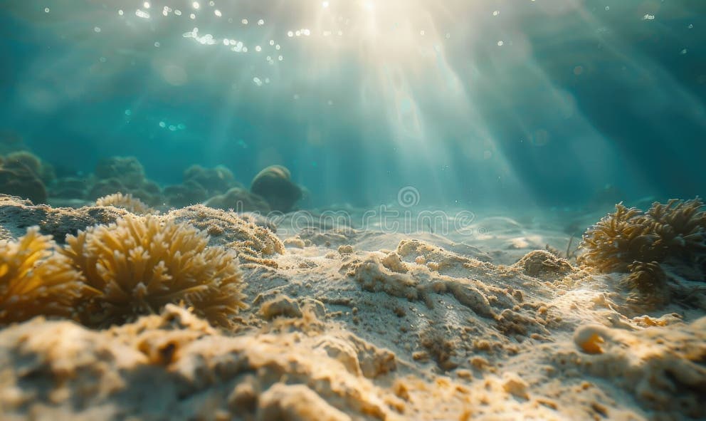 Sandy Seabed with Caustic Light Stock Photo - Image of undersea, blue ...