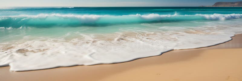 Sandy Seaside Banner with Soft Blue Ocean Waves, Generative AI Stock ...