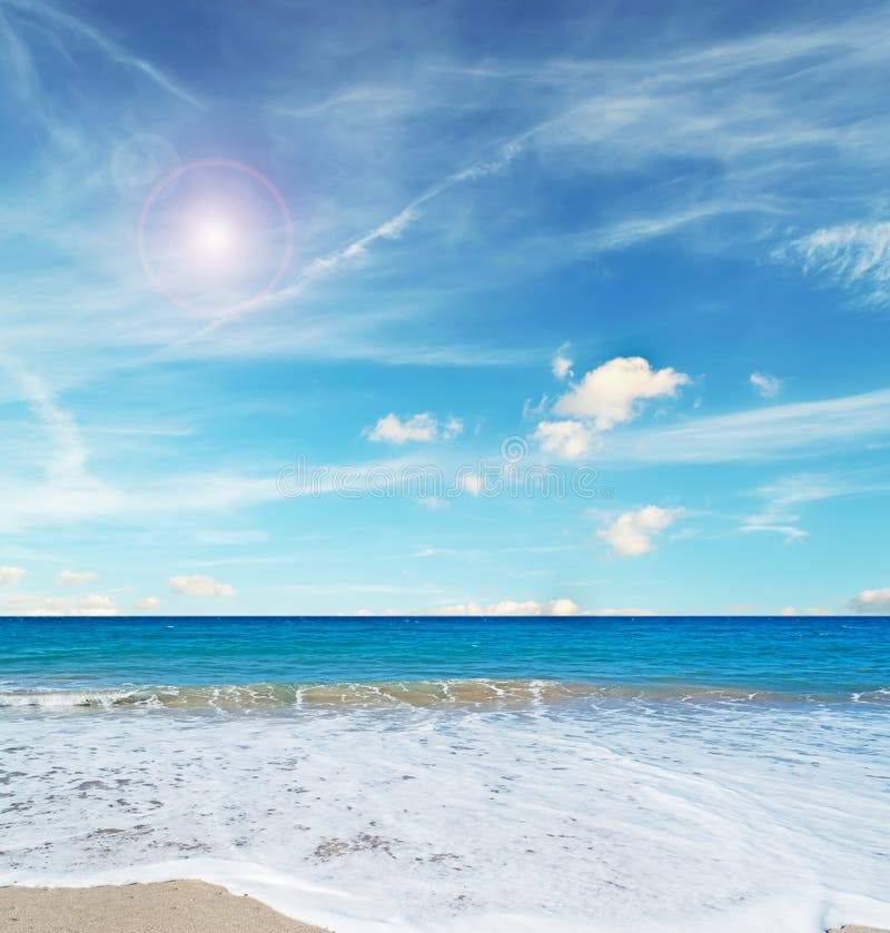 Sandy shore and sun stock image. Image of ocean, sandy - 34133171