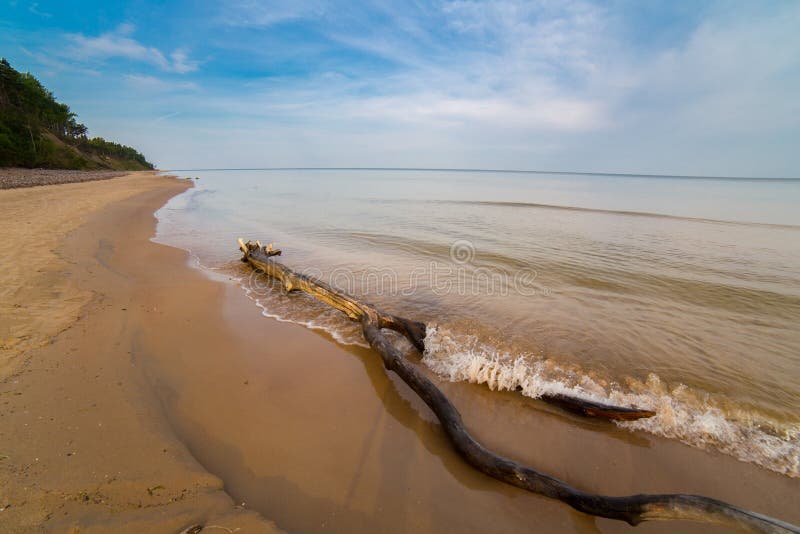 Beautiful Sandy Shoreline Landscape Sea Beach Sky Stock Photo - Image ...