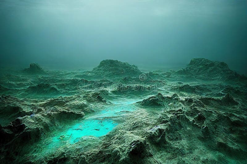 Sandy Stone Bottom in Underwater World Beautiful Seascape. Stock ...
