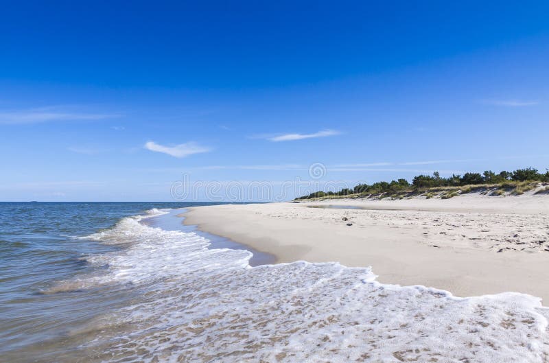 Sandy-Strand Auf Hel-Halbinsel, Ostsee, Polen Stockbild - Bild von ...