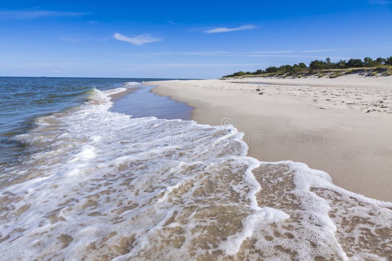 Sandy-Strand Auf Hel-Halbinsel, Ostsee, Polen Stockfoto - Bild von meer ...