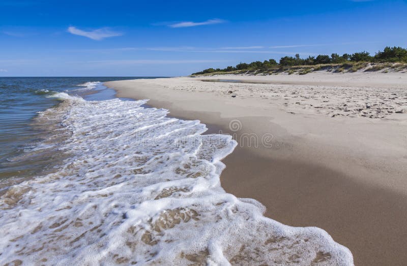 Sandy-Strand Auf Hel-Halbinsel, Ostsee, Polen Stockbild - Bild von ...
