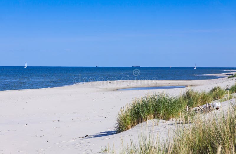 Sandy-Strand Auf Hel-Halbinsel, Ostsee, Polen Stockfoto - Bild von ...