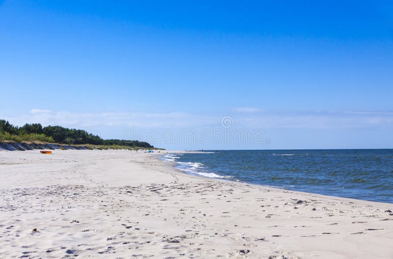 Sandy-Strand Auf Hel-Halbinsel, Ostsee, Polen Stockfoto - Bild von meer ...