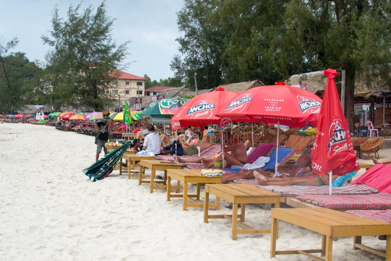 Sandy Strip of Beach Bars Under the Open Sky Editorial Stock Photo ...