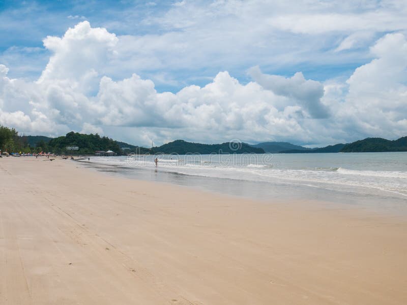 Sandy Swimming Beach Na Praia Langkawi De Cenang Imagem de Stock ...
