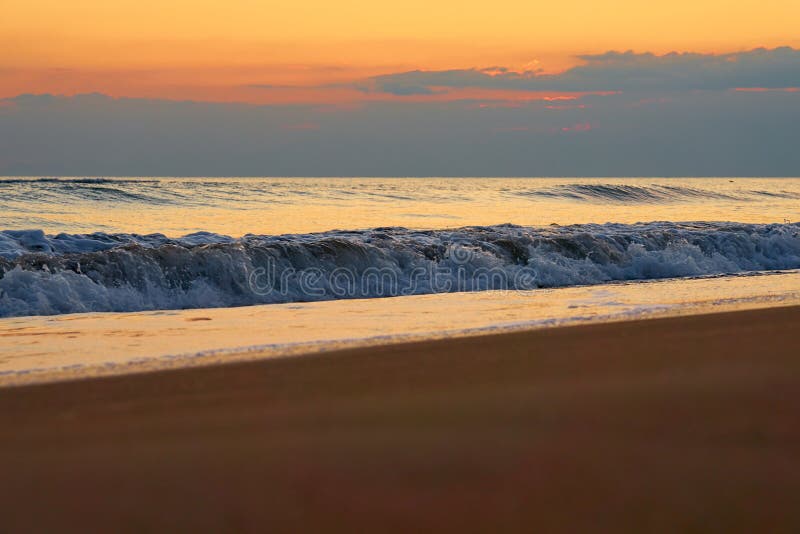 Sandy Tropical Beach at Sunset As a Backdrop Stock Photo - Image of ...