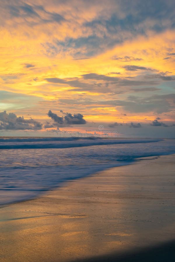 Sandy, Tropical Beach at Sunset with Mesmerizing Sky, Vertical Stock Image - Image of seascape ...