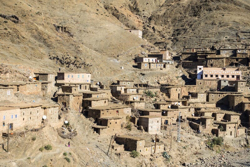 Sandy Village in the High Atlas Mountains, Morocco Stock Image - Image ...