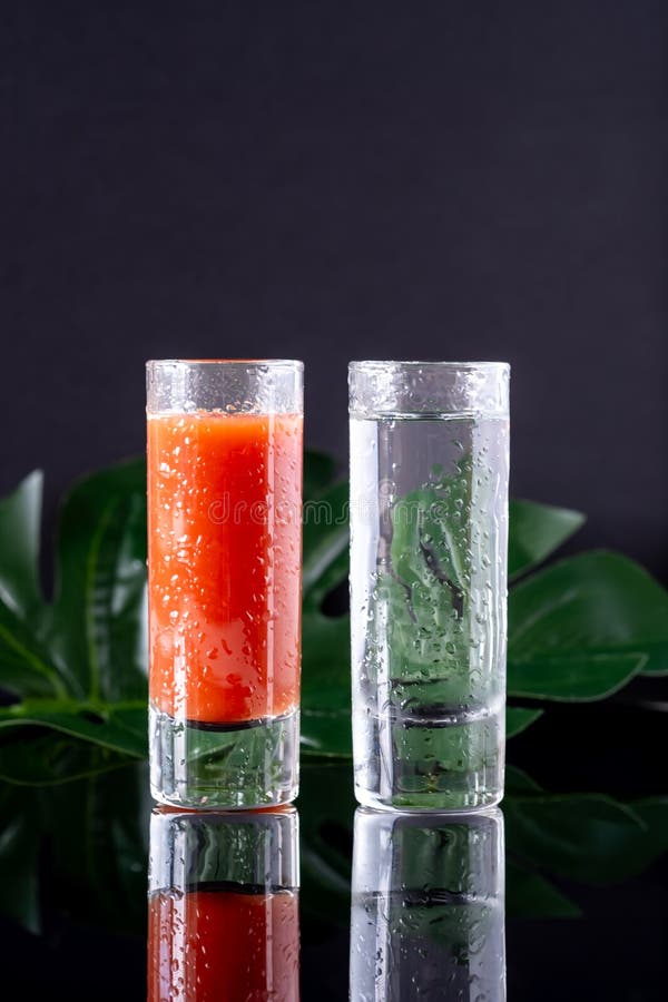 Sangrita cocktail shots stock image. Image of closeup - 302264373