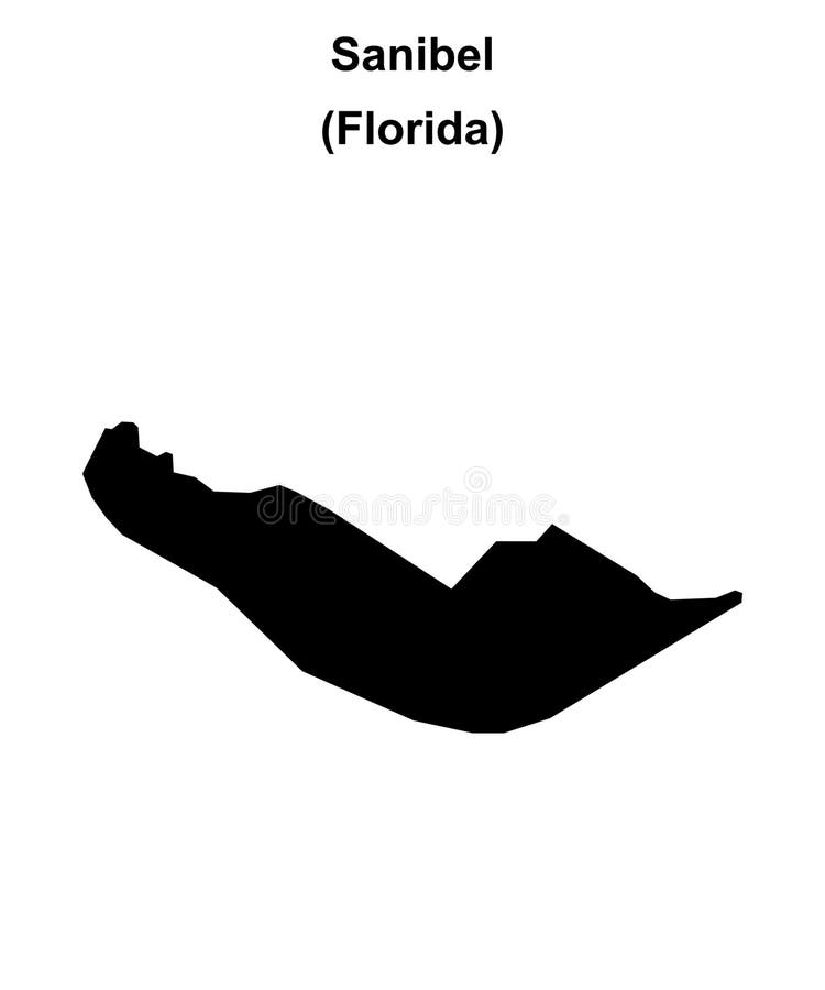 Sanibel outline map stock vector. Illustration of shape - 386152273