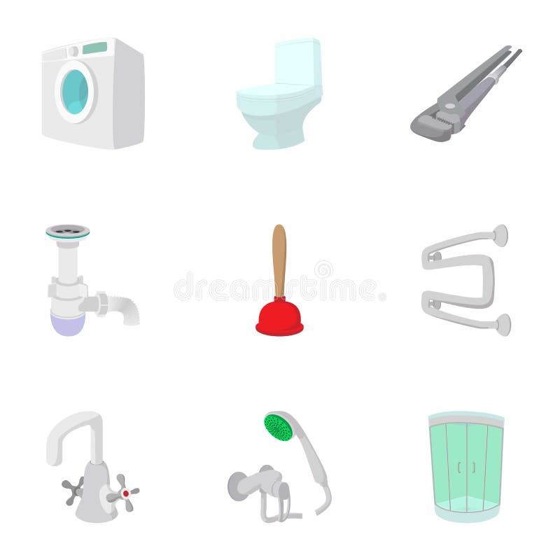 Sanitary Appliances Icons Set, Cartoon Style Stock Vector ...