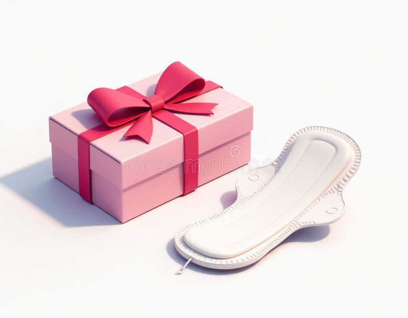Sanitary Pad Gift Box 3D Render of Pink Present with Menstrual Pad ...