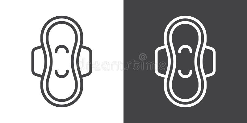 Sanitary Pad Icon Flat Vector Set Outline Stock Vector - Illustration of female, towel: 330110806