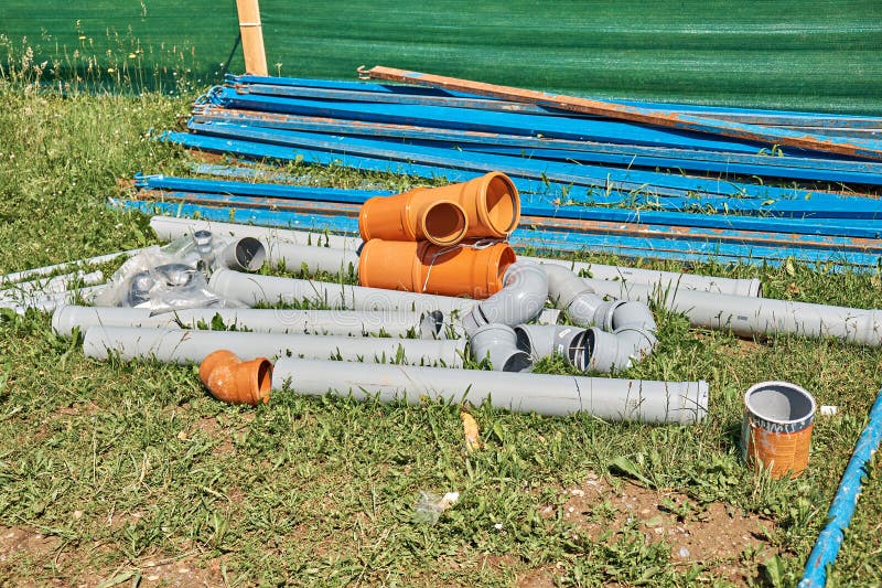 Sanitary Pipes and Elements for Pipelines. Plastic Pipe Elements on the ...