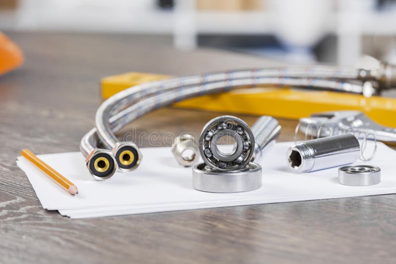 Sanitary tools stock image. Image of wrench, pencil, shower - 53211407