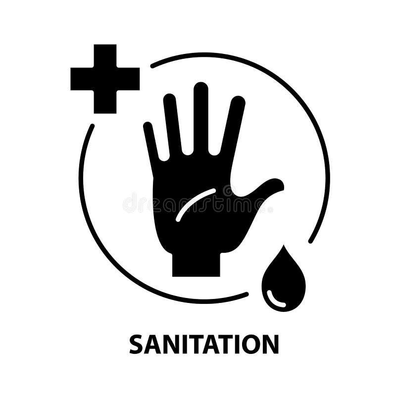 Sanitation Icon, Black Vector Sign with Editable Strokes, Concept ...