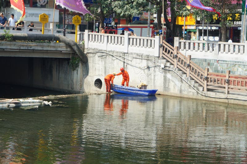 Sanitation Workers in the River Clean Up Garbage Editorial Photography ...