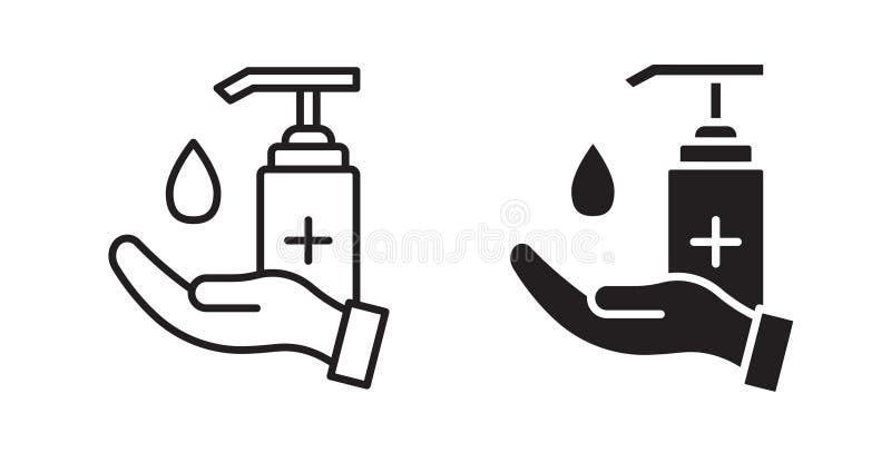 Sanitize Hands Thin Line Vector Icon Set Stock Vector - Illustration of ...