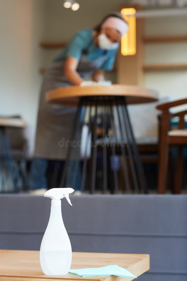 Sanitizer Cleaning in Cafe stock photo. Image of relaxation - 215775120