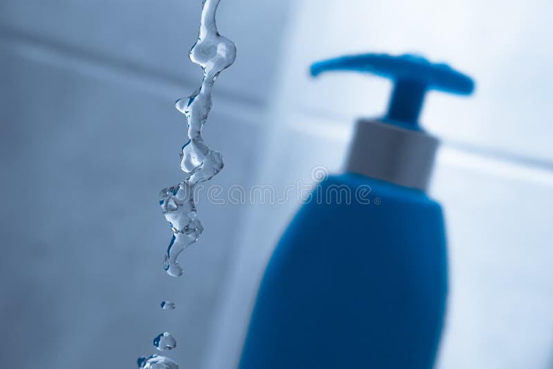 Sanitizer Shampoo Soap with Splashes Stock Image - Image of blue, water ...