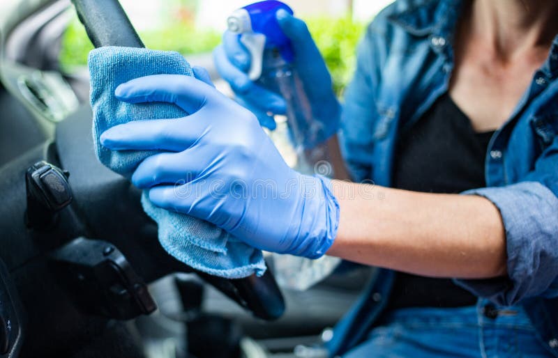 Sanitizing Car Interior Covid Prevention Stock Image - Image of dirty ...