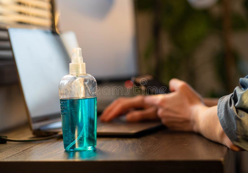 Sanitizing Computer or Laptop Keyboard Coronavirus Protection Stock ...