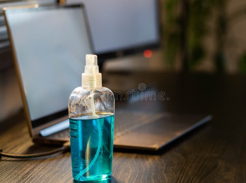 Sanitizing Computer or Laptop Keyboard Coronavirus Protection Stock ...