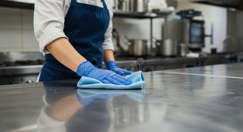 Sanitizing Stainless Steel Kitchen Prep Area Stock Illustration ...