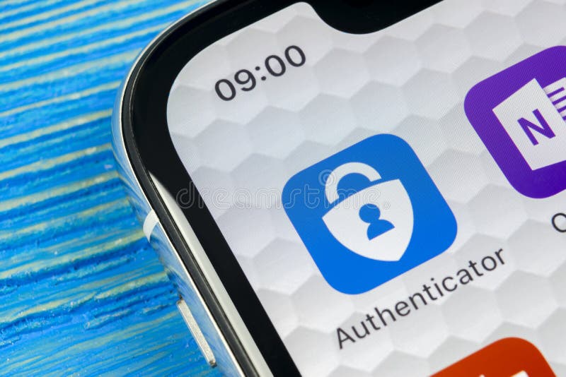 Microsoft Authenticator Application Icon on Apple IPhone X Smartphone ... Microsoft Authenticator Application Icon on Apple IPhone X Smartphone ...