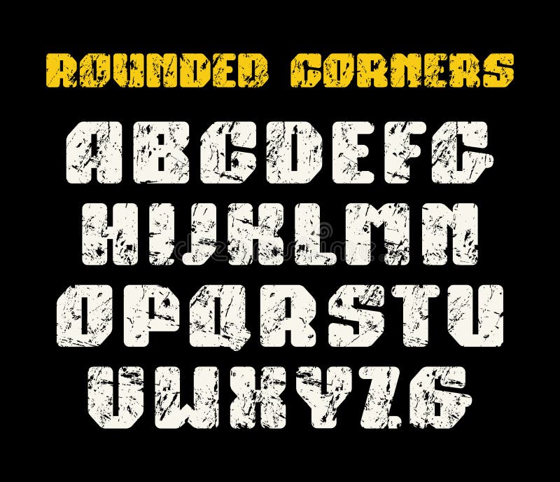 Sanserif Square Font with Rounded Corners Stock Vector - Illustration ...