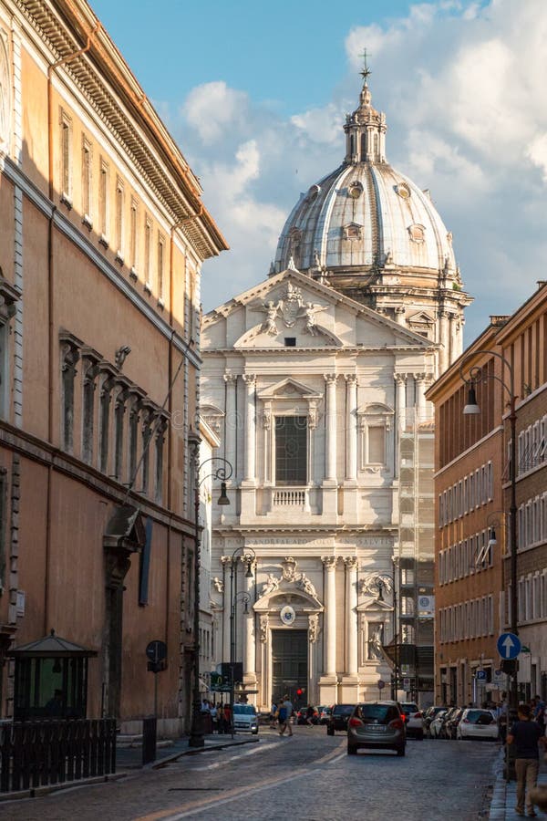 Dome Of Basilica Church Sant Andrea Della Valle. Rome, Italy Stock ...