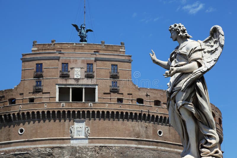 Sant Angelo Castel and Old Sculpture at Day Editorial Image - Image of ...