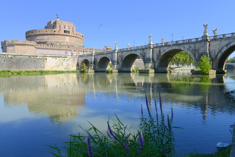 Sant Angelo Castle and Bridge Over Tevere River, Rome Editorial Stock ...