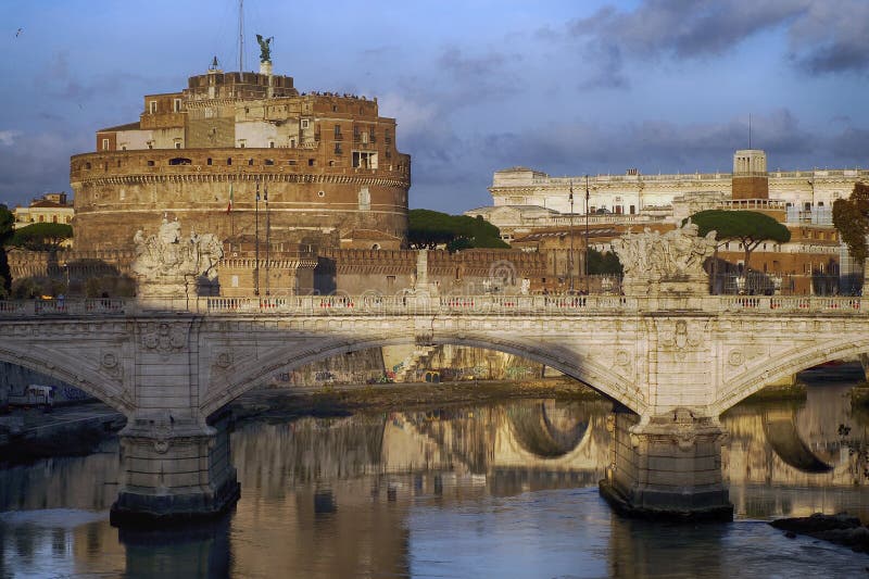 Sant Angelo Castle Rome View from the Bridge Stock Photo - Image of ...