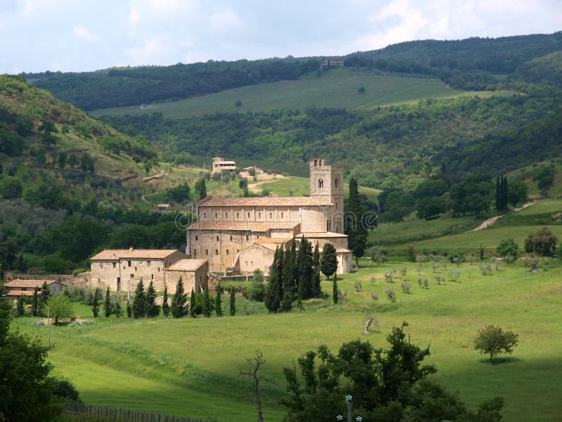 Sant Antimo Abbey in Val D Orcia Stock Photo - Image of tourism, abbey ...