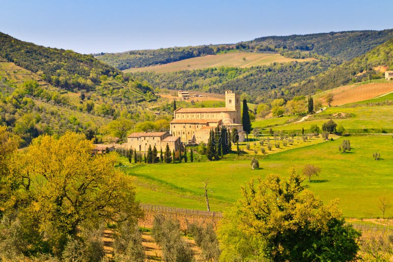 Sant Antimo Abbey, Tuscany stock photo. Image of church - 24846730